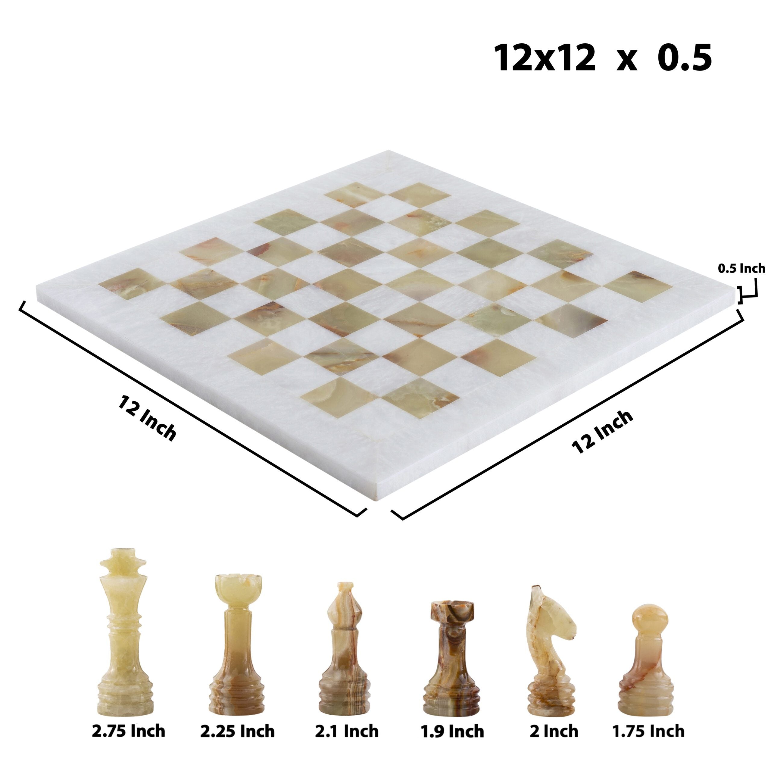 White & Onyx Chess (12x12) – marblemania