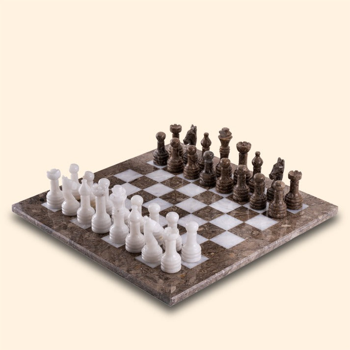Sand Dune & White Chess (12x12) – Marble Mania